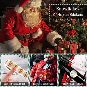 1500 Pieces 1 Inch Holiday Stickers Round Snowflake Paw Print Stickers Self-Adhesive Christmas Package Stickers for Envelopes Gold Foil Happy Holiday Stickers for Christmas Decor and Party Supplies