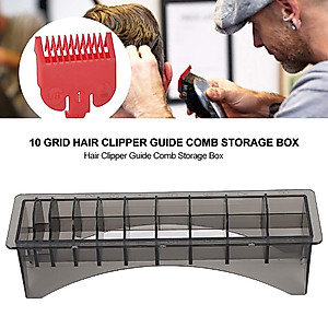 Rectangular Plastic Guide Comb Storage Box, 10 Grid Clipper Guard Holder Clippers Box Case Master with Rectangle Combs Guides Universal Base Tools Container Barbershop