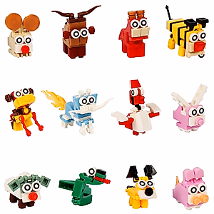 IAMGlobal 12 Mini Animal Building Blocks Toy Set, Animals Figures Stem Toys, Party Supplies Gifts Party Favor for Kids, Goodie Bags, Birthday, Carnival Prizes