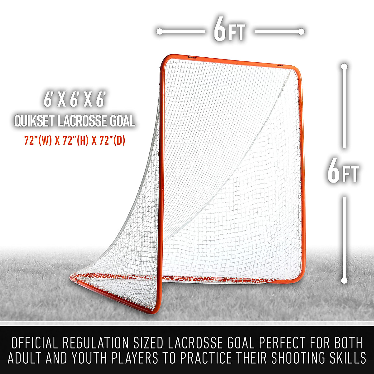 Franklin Sports Official Size Lacrosse Goal - Portable Steel Backyard Lacrosse Net for Kids + Adults - Lacrosse Training Equipment - 72" x 72"
