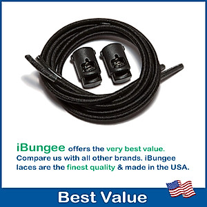 IBUNGEE LACES (Elastic No Tie Shoelaces (Black, 26-Inch)