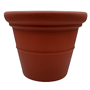 The HC Companies 17 Inch Terrazzo Large Round Planter - Rolled Rim Weather Resistant Decorative Plastic Plant Pot with Drainage for Indoor Outdoor Use, Clay