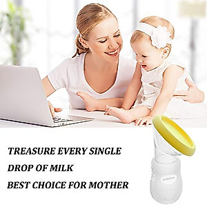 Silicone Breast Pump 2 Pack, Manual Breast Pump with Protective lid, Portable Milk Saver for Breast Feeding,100% Food Grade Silicone BPA Free(4oz/100ml), Yellow