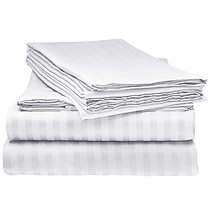 Cotton Home Depot Twin Collection Bed Sheet Set 30 Inch Deep Pocket 4-Piece Bedding Set - Wrinkle, Stain, Fade Resistant - White