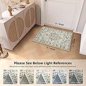 Deerly Boho 2x3 Area Rug Entryway Rugs for Bedroom Bathroom Kitchen 2x3 Small Soft Rugs Low Pile Keep Off Rug Carpet Washable Rug Oriental vintage Area Rug Cream
