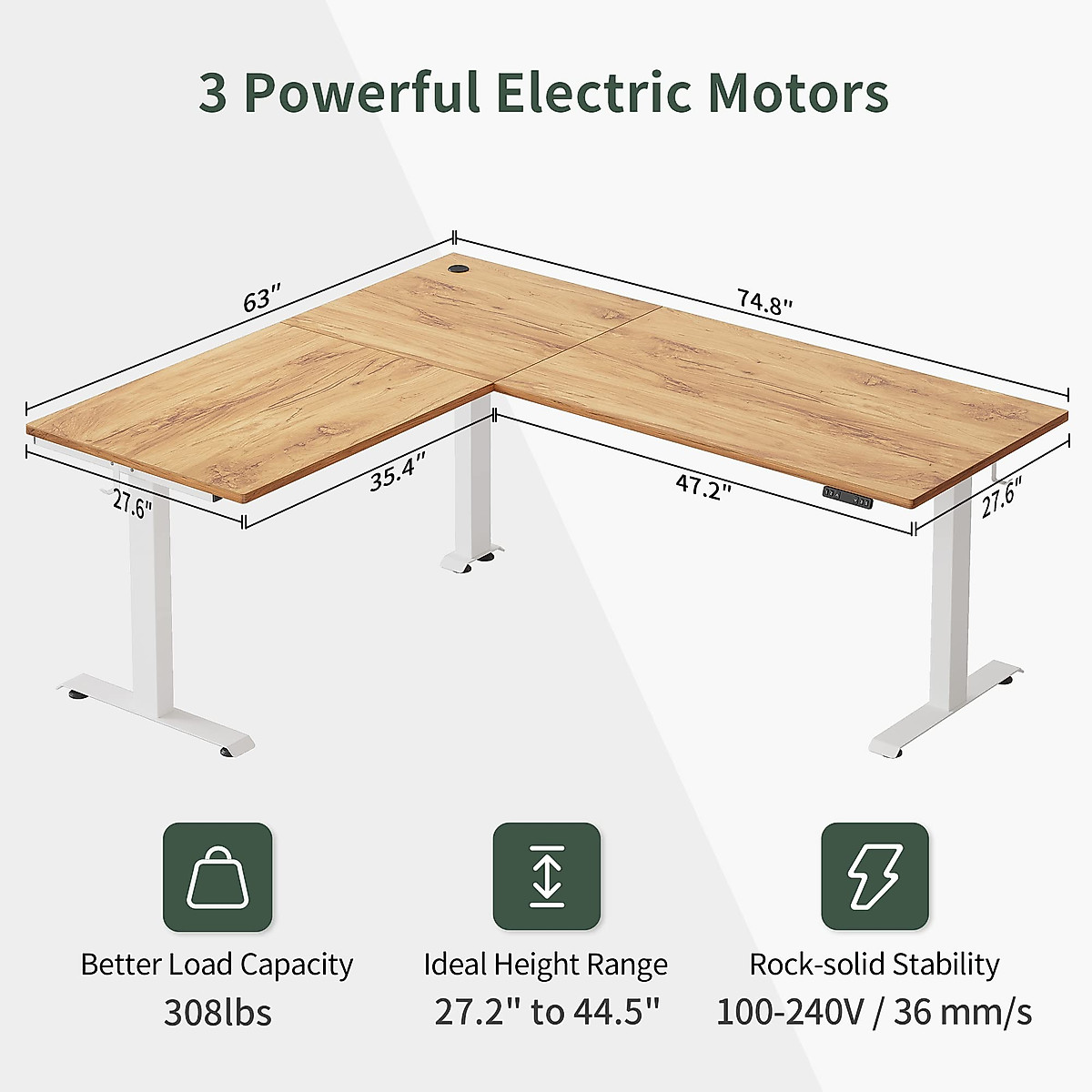 FEZIBO 75 Inch L Shaped Standing Desk with Standing Desk Anti Fatigue Mat