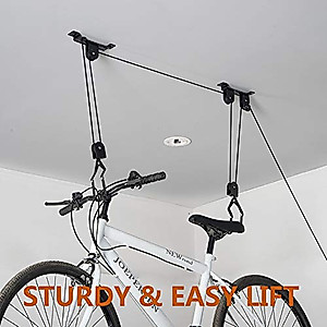 Wallmaster Bike Ceiling Mount Lift Hoist Hanger Storage Rack for Garage Indoor 1 Pack