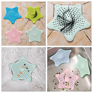 Starfish-Shaped Hair Catcher - 8 Pack | Secure Suction Design Silicone Material | Easy to Clean | Suitable for Bathroom, Bathtub, and Kitchen Drains
