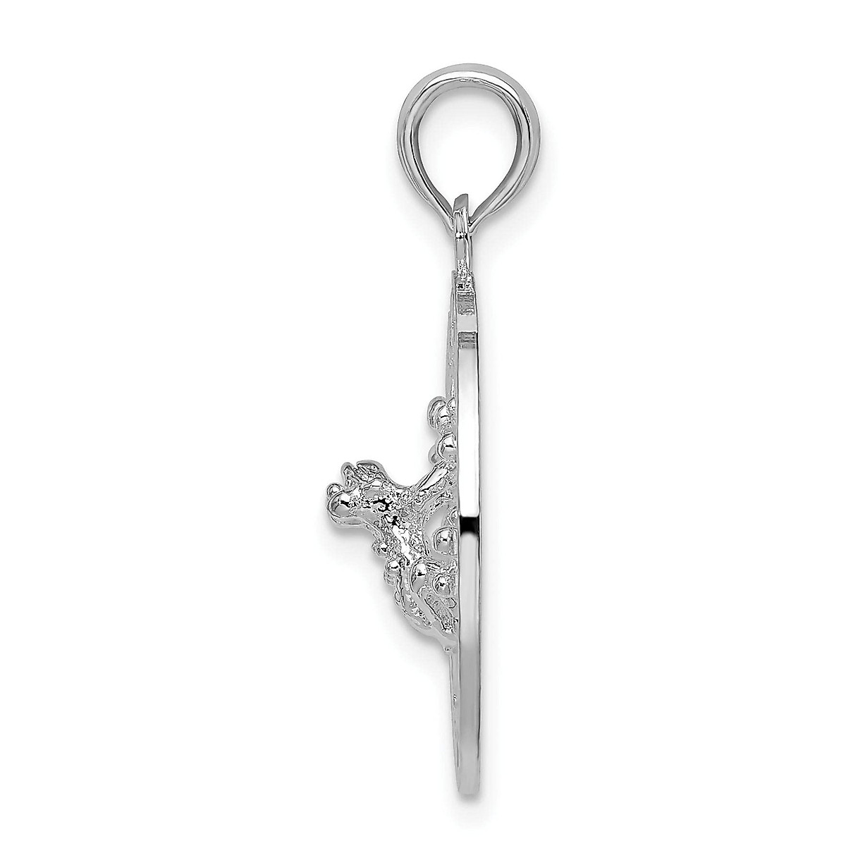 Million Charms 925 Sterling Silver Travel Charm, Polished Puerto Rico Circle with and Frog Pendant