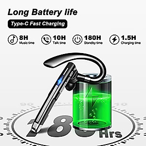 XVV Bluetooth Headset,Wireless Bluetooth Earpiece V5.1 Hands-Free Earphones CVC 8.0 Noise Canceling with Dual-Mic for Driving/Business/Office, Compatible with iPhone and Android