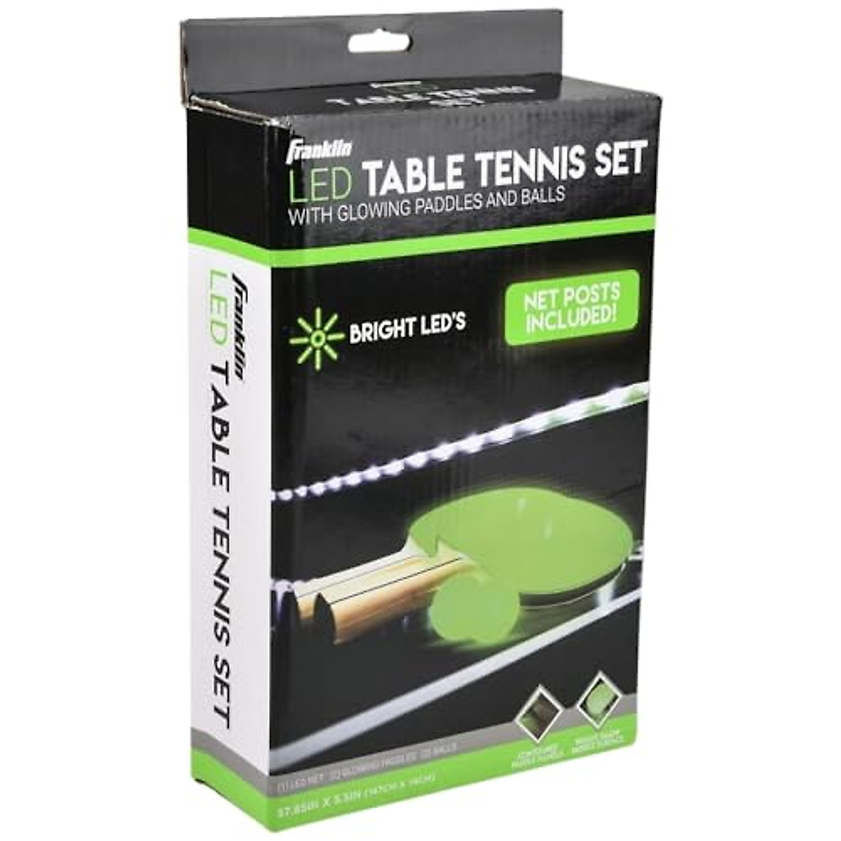 Franklin Sports LED Table Tennis Net and Glowing Paddles and Balls Oval, Black, One Size