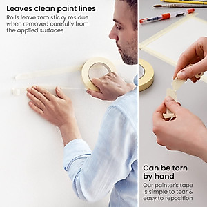 Arteza Masking Tape, 6 Rolls, 0.75 Inches x 60 Yards, Multi-Surface Easy-to-Rip Paper Tape, Art Supplies for Painting Walls, Glass, or Creating Geometric Sidewalk Chalk Art