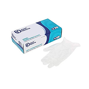 Safe Health Clear Vinyl Exam Gloves,S M L XL,100-Count 3 Mil Medical-Disposable Powder-Free Latex-Free Nursing-Office-Law Enforcement,Clear Large (L) Box of 100,FIY1043G