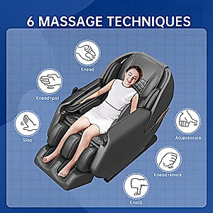 Real Relax Massage Chair, Full Body Zero Gravity SL Track Shiatsu Massage Recliner Chair with Shortcut Key Body Scan Heat Foot Roller, PS3100 Black