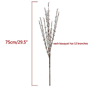 5Pcs 75CM Long Artificial Flower Winter Jasmine Folk Pip Berry Plant Dry Branches for Wedding Home Office Party Hotel Table Vase Christmas Decor - Blue