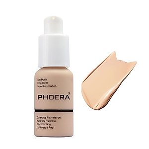 PHOERA Foundation, Flawless Soft Matte Liquid Foundation Makeup for Women.(102# Nude)