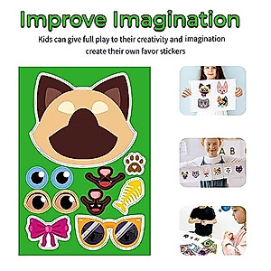 Make A Face Animal Stickers, Safari Theme Party Favors Stickers Birthday Activities Supplies Craft for Kids Toddlers, DIY Zoo Animal Stickers for Water Bottle Laptop Decal (18 Sheets Stickers)