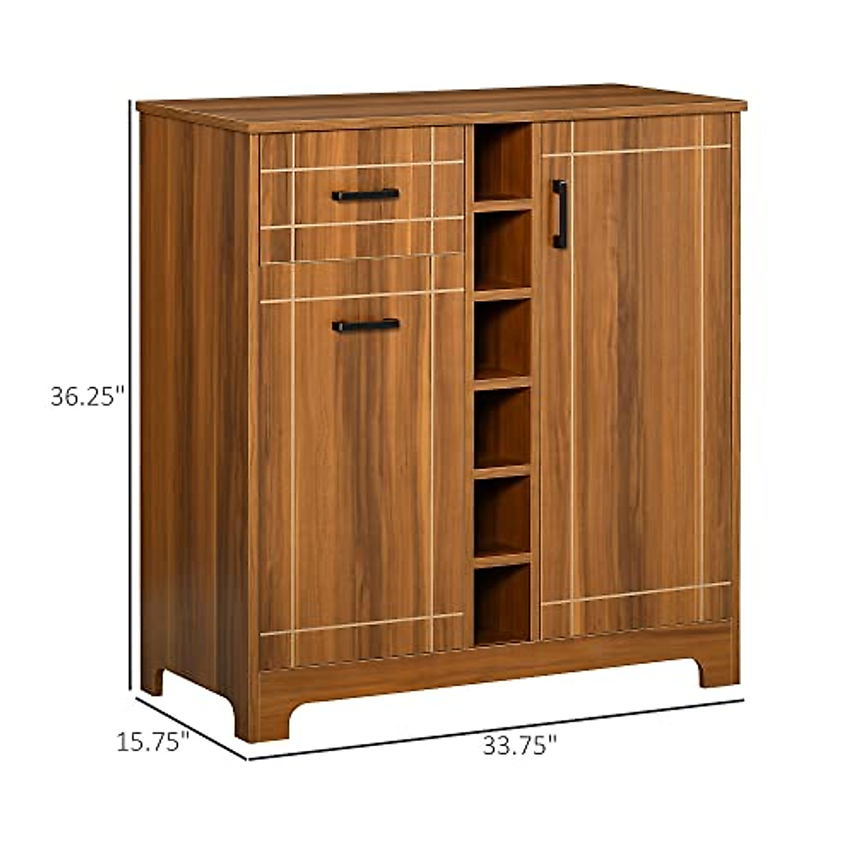 HOMCOM Retro Wine Cabinet for 6 Bottles, Wine Rack Sideboard Serving Bar with Glass Holders and 1 Drawer, Brown