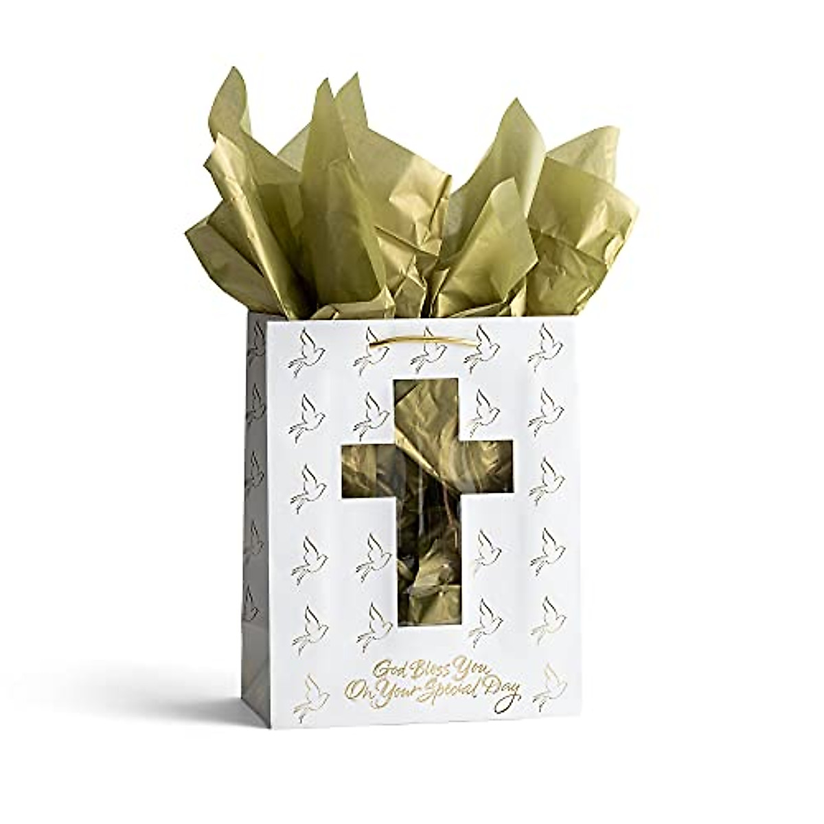 Day Spring Cards Confirmation Communion Gold Cross Medium Gift Bag