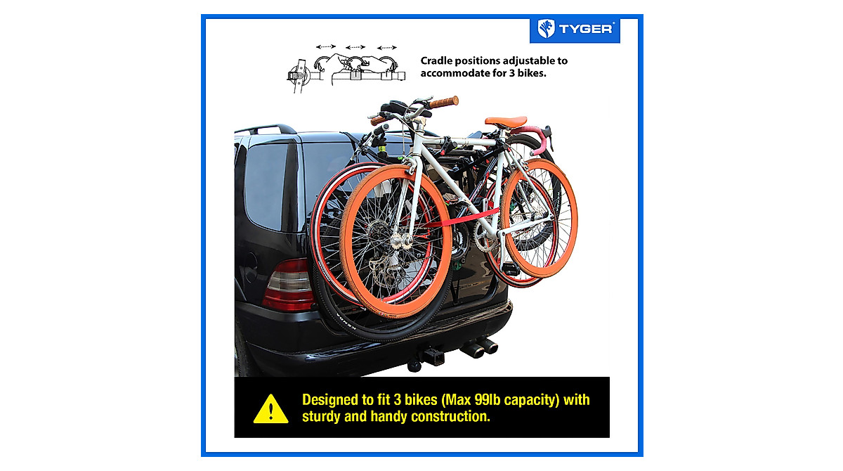 Tyger Auto Deluxe 3-Bike Trunk Mount Rack for Sedans & SUVs
