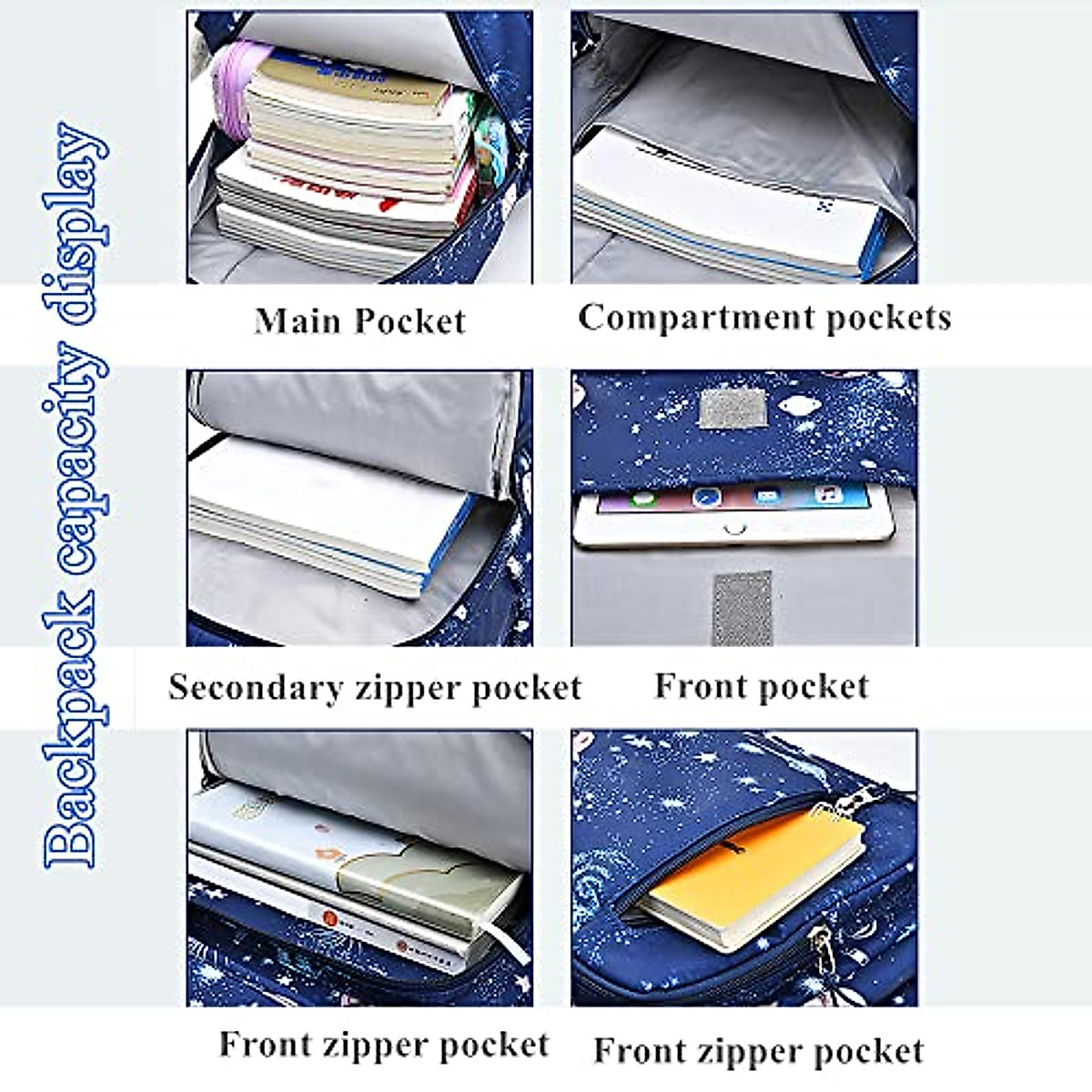 Cute Girls Backpack, Bunny School Backpack for Teen Girls, Elementary Middle Bookbag Galaxy Outdoor Aesthetic Schoolbag, Grey