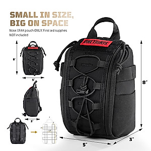 OneTigris IFAK Molle Pouch - Tactical First Aid Bag Medical Admin Pouches Trauma Kit Bag EMT MED Belt Backpack with D-Ring Hook for Outdoor Activities and Emergency Uses (Empty Bag)