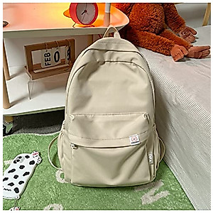 Sage Green Backpack for School, Aesthetic Backpack, Large-capacity Casual Rucksack Kawaii Backpack for Teen Girls (White)