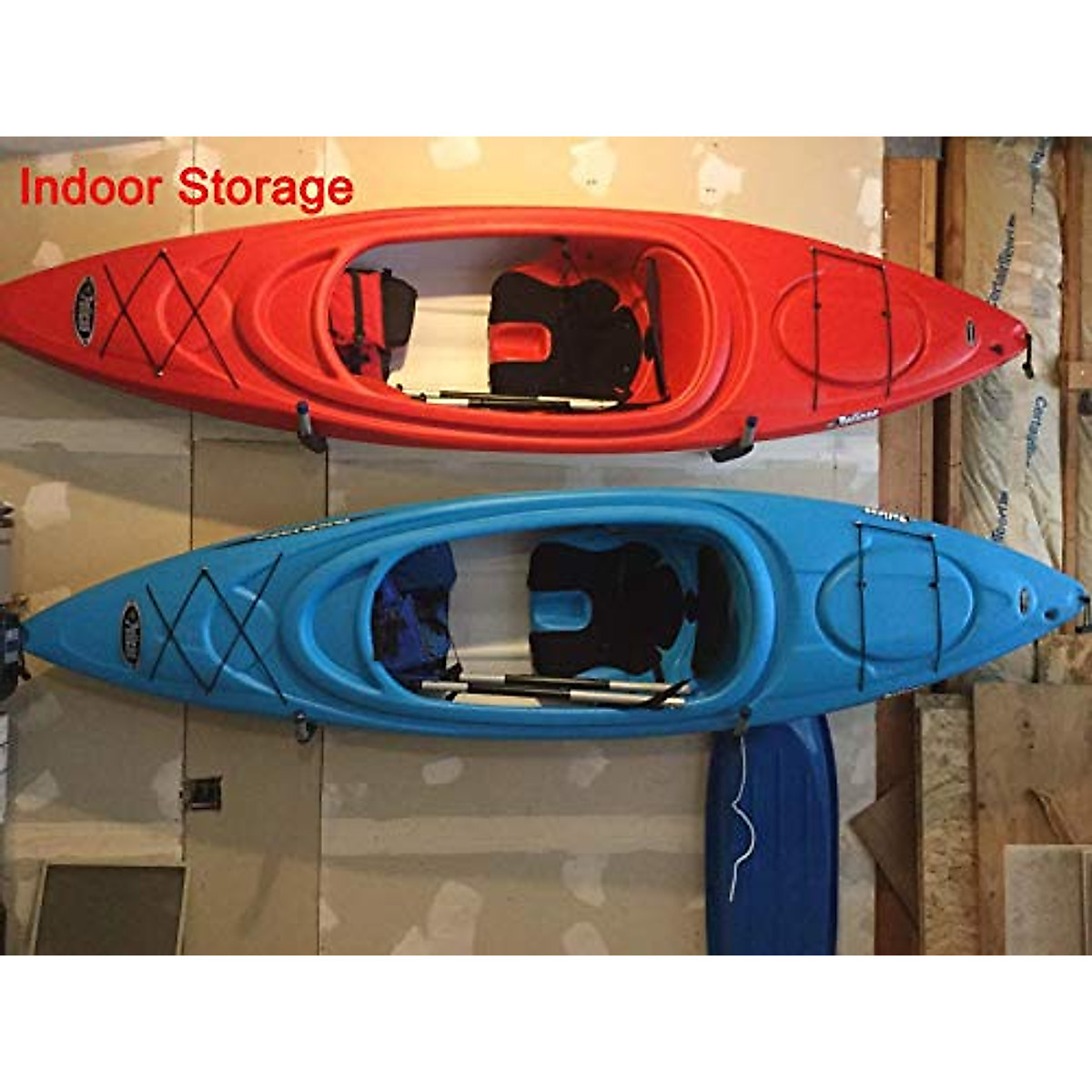 Wintek Heavy Duty Giant Arm Hang-It-All Wall Mount Storage Hook Rack for SUP&Surfboard,Ski&Snow Board,Skate Board,Long Board,Paddle Board|Home Garage Storage&Organization Hangers-4 Pack (Black)