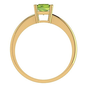 Clara Pucci 1.0 ct Radiant Cut Solitaire Genuine Natural Green Peridot Engagement Bridal Promise Anniversary Ring 14k Yellow Gold