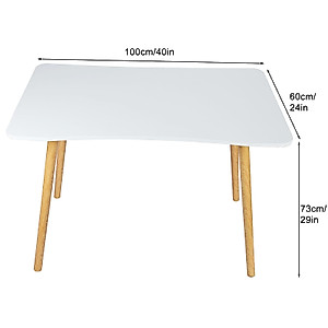 HEVIRGO Computer Desk,Home Office Desk,Nordic Style Home Study Desk,Student Wood Writing Table with Ergonomic Edge,Makeup Workstation for Living Room Kitchen Bedroom White