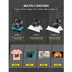 VEVOR 12x10 Inch Heat Press Dual Digital Heat Press Machine 650W Swing Away Heat Press T-Shirt Sublimation Printer Transfer 360 Degree Rotation for DIY T-Shirts
