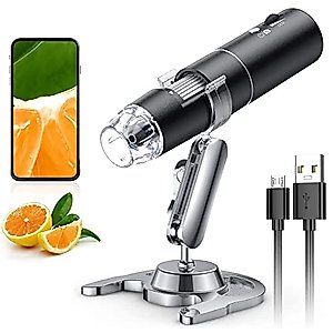 Wireless Digital Microscope, Skybasic 50X-1000X Magnification WiFi Portable Handheld Microscopes with Adjustable Stand HD USB Microscope Camera Compatible with iPhone Android iPad Windows Mac Computer