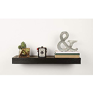 HIGH & MIGHTY 515602 Modern 18" Floating Shelf Holds up to 15lbs, Easy Tool-Free Dry Wall Installation, Flat, Retail Packaging, Black