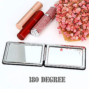 YTZJ Direct Compact Mirror for Men, Women and Girls, Black Travel Makeup Mirrors for Handbag and Pocket, Portable Double-Sided Mirror with Distortion Free