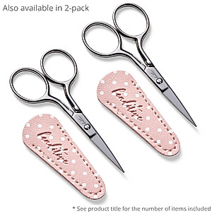 Beaditive Classic Embroidery Scissors with Leather Sheaths - Sewing, Embroidery, Crafting - Stainless Steel Pink