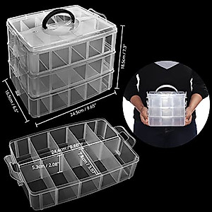Kurtzy 3 layer Stackable Storage Container 30 Adjustable Compartments - Stackable Storage Box for Hot Wheels, Toys, Jewelry, Beads, Arts, Crafts, Washi Tape, - Sewing Box, Sewing Accessories Organizer