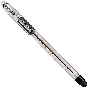 Pentel(R) R.S.V.P.(R) Ballpoint Pens, 1.0 mm, Medium Point, Clear Barrel, Black Ink, Pack Of 12, BK91-A