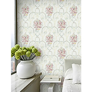 HOYOYO Self-Adhesive Shelf Liners Paper, Removable Self Adhesive Shelf Liner Dresser Drawer Wall Stickers Home Decoration,Grey Peony Floral 17.8 x 118 Inches