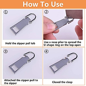 Zipper Pull Replacement,Metal Zipper Handle Mend Fixer Zipper Tab Repair for Luggage Suitcase Bag,Backpack,Jacket Bags,Coat Boots (Gold)