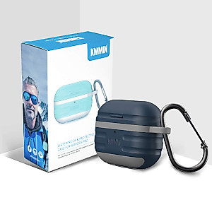 KMMIN Waterproof Case for AirPods Pro 1st & 2nd Generation, Premium Silicone Protective Case for AirPods Pro, Wireless Charging, Shockproof, Carabiner, LED Light Visible