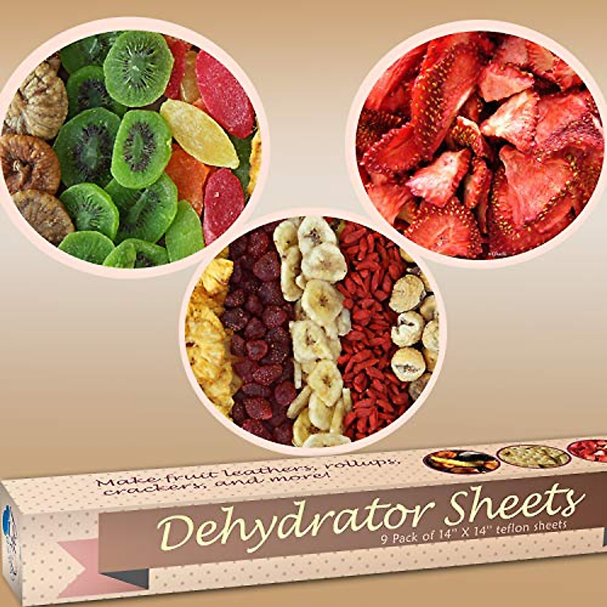 Chuzy Chef Set of 9 Dehydrator Sheets - Baking Mat Teflon Dehydrator Sheet - 14'' X 14'' Food Dehydrator Tray Liners Non Stick Sheets Baking Mat Food Dryer Sheet For Excalibur