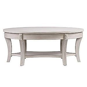 SEI Furniture Laverly Traditional Oval Coffee Table, Distressed Whitewash