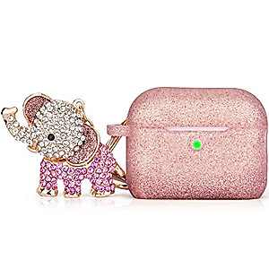 VISOOM Airpods Pro 2 Case Cover Cute with Bling Elegant Keychain for Apple Airpods pro 2nd Generation Case Cover Silicone iPod pro 2 Case Airpods pro 2nd Generation/Air Pro Pods 2nd Gen (Rose Gold)