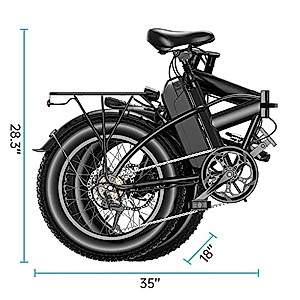 Mukkpet Electric Bike for Adults,ebike,Folding e Bike,Fat tire ebike 500W 48V 13AH Removable Lithium Battery 20 * 4.0'' Fat Tire City ebike for Adult Folding Ebike for Men Women (Black) (Black)