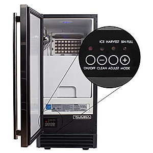 DUURA DI50P 65Lb Premium Clear Ice Cube Maker Machine with Drain Pump Blue LED and Energy Star Built-In Undercounter or Freestanding Household Residential or Commercial Use, 15 Inch Wide, Silver