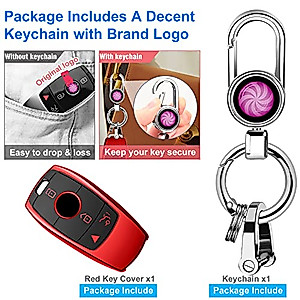 Becoci Compatible with Mercedes Benz Key Fob Cover with Keychain, Key Fob Case for Mercedes Benz A B C E G S Class,CLA CLS GLA GLB GLC GLE GLS, AMG GT, EQA EQB EQC, Premium Key Shell, Red