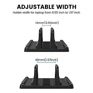 EAXBUX 3 in 1 Vertical Laptop Stand Holder,Adjustable ABS Plastic Desktop Notebook Dock,Vertical Laptop Stand Space-Saving for All MacBook/Surface/Samsung/HP/Dell/Chrome Book