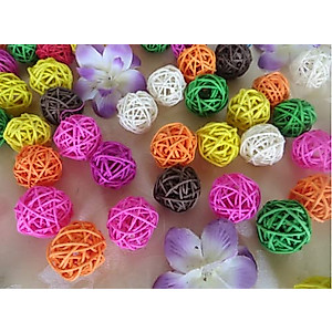 Parrot Chew Toys Bird Toys, 30 Pcs 1.2 inch Rattan Wicker Balls Parakeet Chewing Toys, for Budgies Conures Hamsters Bunny Toy, Decoration for DIY Craft Party Wedding