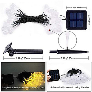 Solar String Lights, 22.9ft 50 Advanced Waterproof Water Drop Mode LED Solar Fairy Lights, Outdoor Saint Valentine's Day Lights for Patio, Lawn, Home, Garden, Wedding, Party Decorations