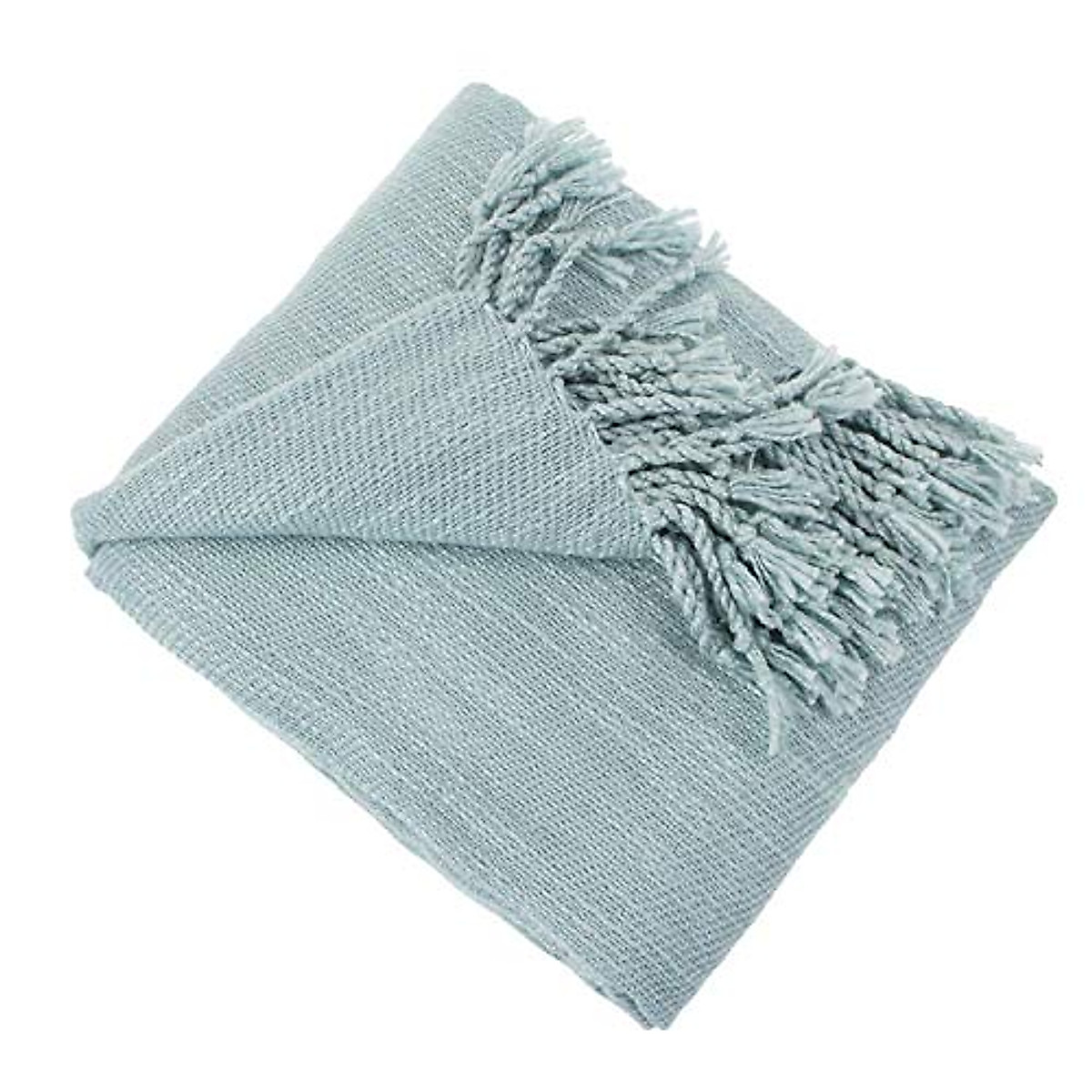 Fennco Styles Classic Woven Solid Lightweight Throw Blanket with Fringe Design 50" W x 60" L - 4 Colors (Aqua)